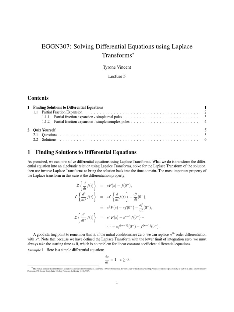 Solving Differential Equations Using Laplace Transforms: Finding ...
