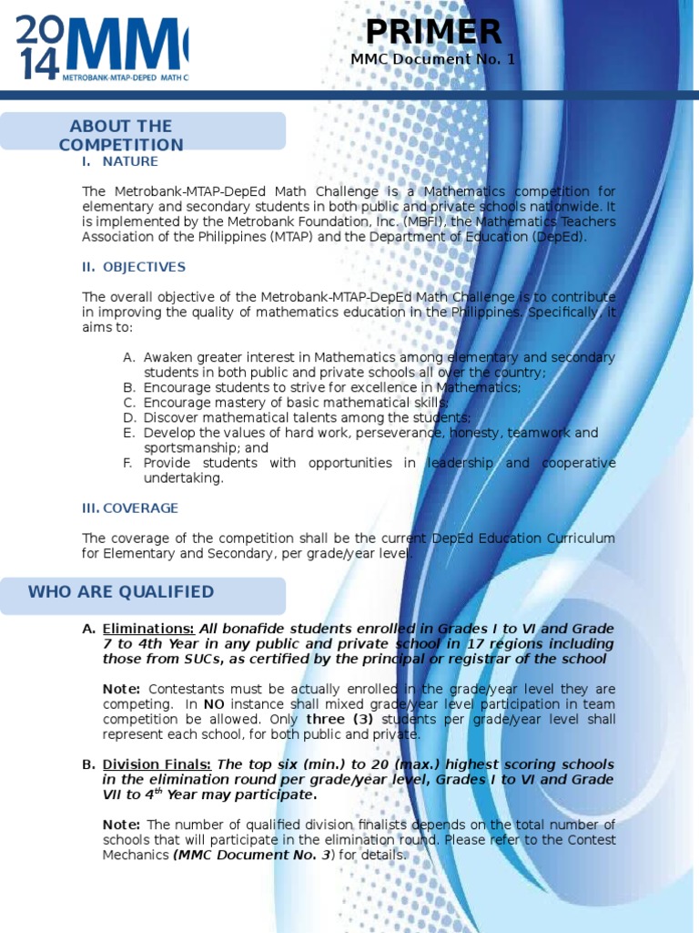 Document 1 MMC 2014 (Primer) | PDF | Test (Assessment) | Cognition