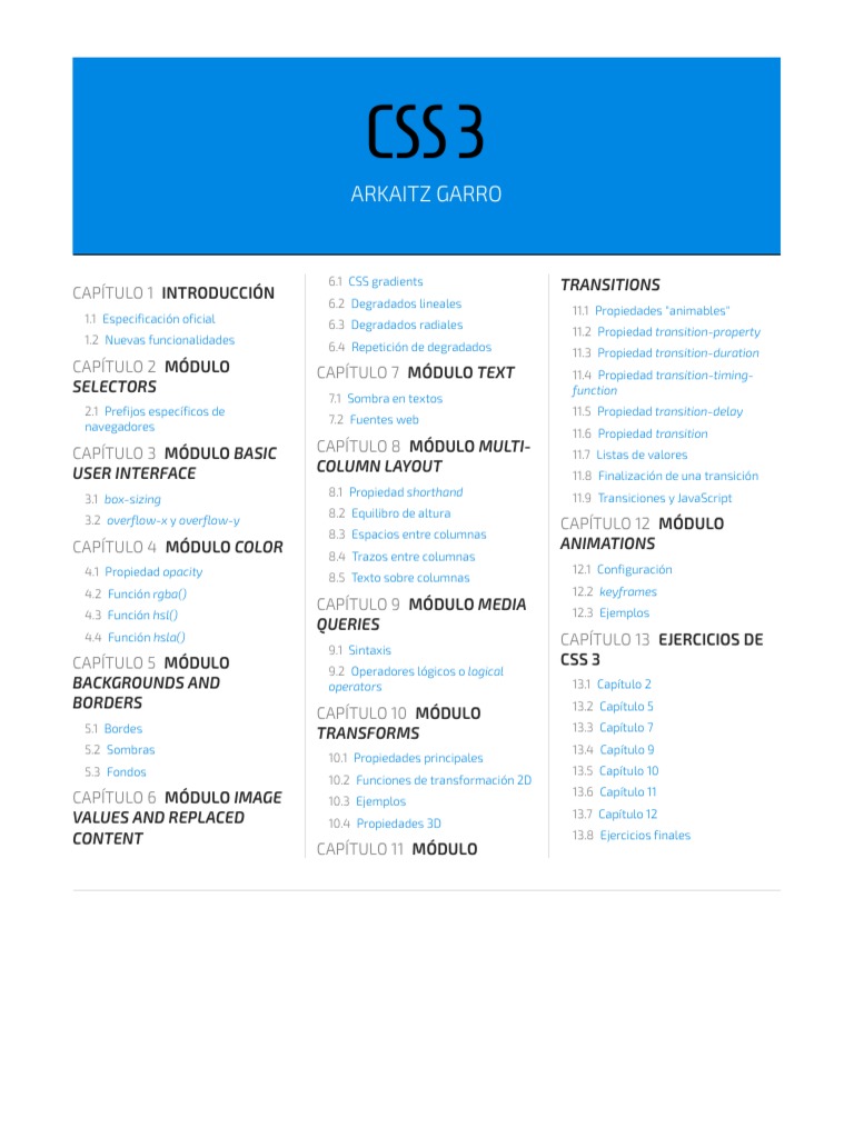 CSS3 - Arkaitz Garro | PDF | Hojas de estilo en cascada | HTML