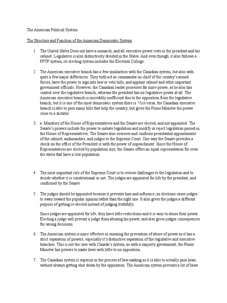 The American Political System | PDF | United States Senate | United ...