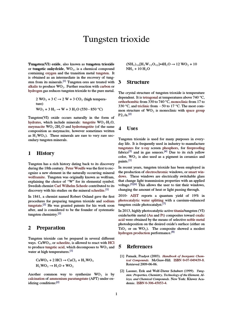 Tungsten Trioxide | PDF | Sets Of Chemical Elements | Chemical Elements