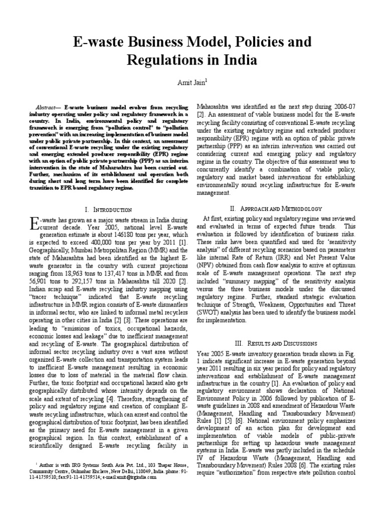 Ewaste Business Model | PDF | Electronic Waste | Public–Private Partnership