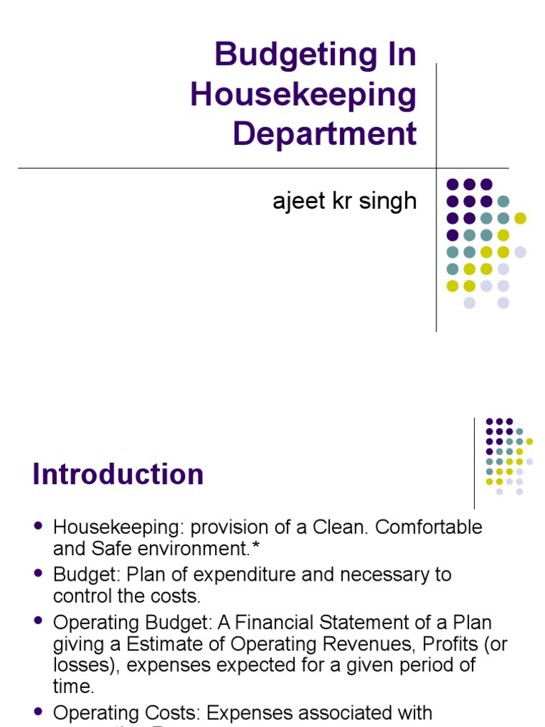 Shilpa - Budgeting in Housekeeping Department | PDF | Expense | Budget