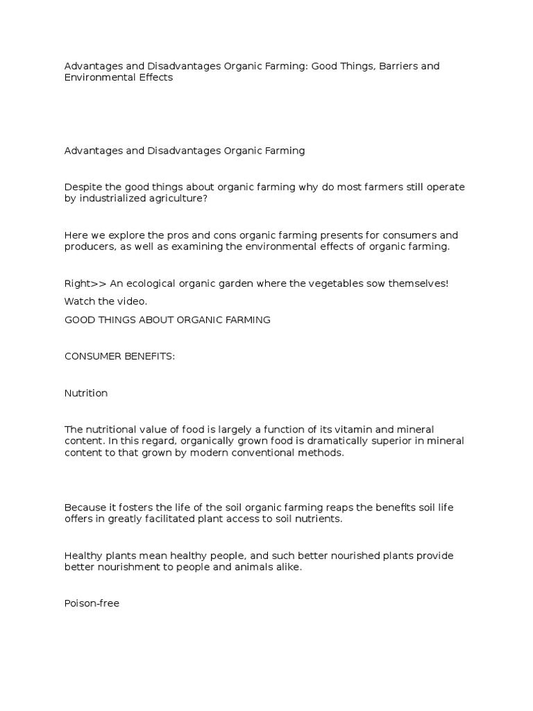 Advantages and Disadvantages Organic Farming. | PDF | Organic Farming ...