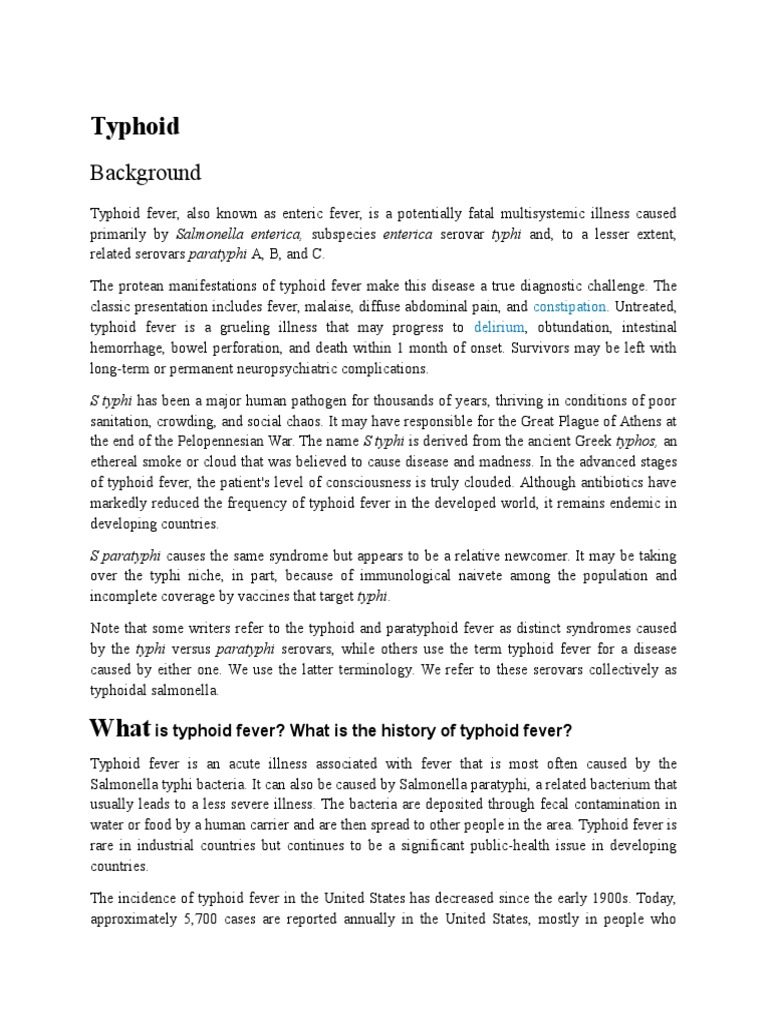 Typhoid: Background | PDF | Vaccines | Antibiotics