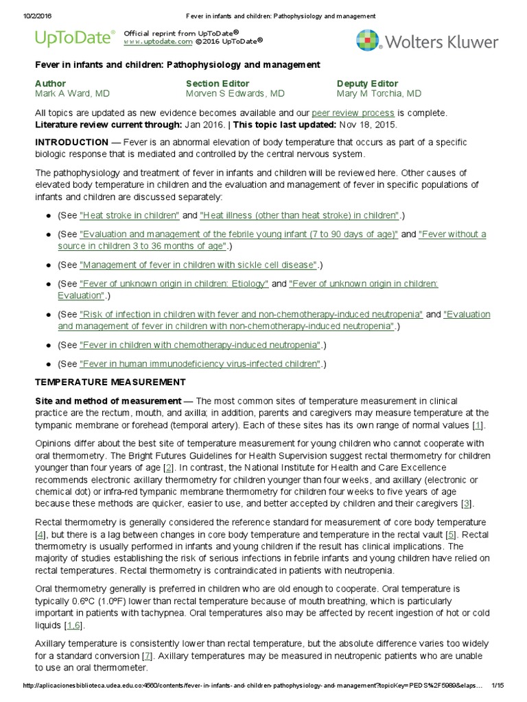 Fever in Infants and Children - Pathophysiology and Management2 | PDF ...