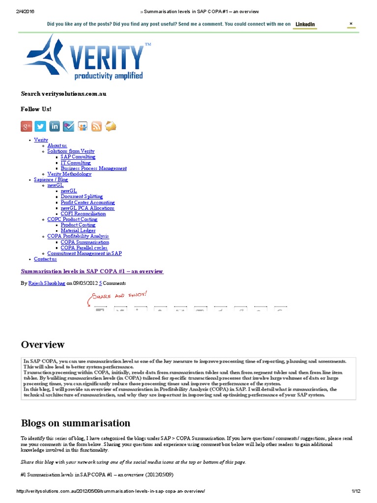 Summarisation Levels in SAP COPA #1 - An Overview | PDF | Profit ...
