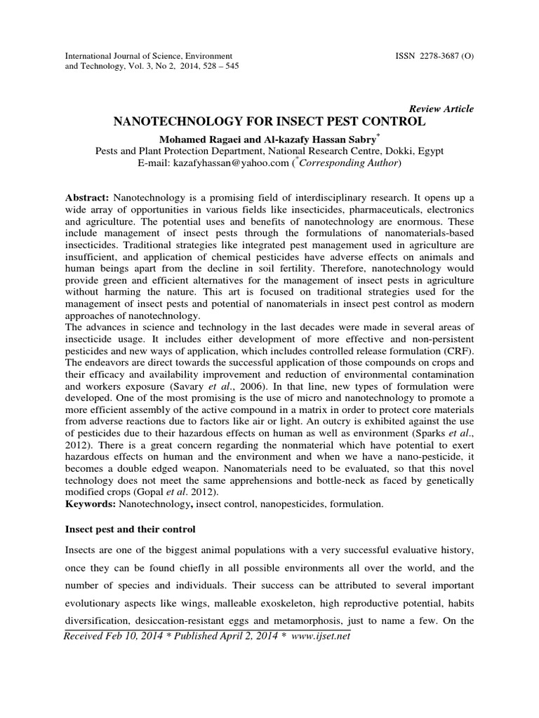 Nanotechnology For Insect Pest Control | PDF | Nanotechnology | Pesticide