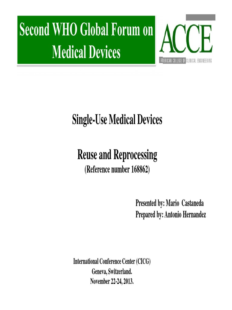 Who Reuse Single Use | PDF | Medical Device | Medicine