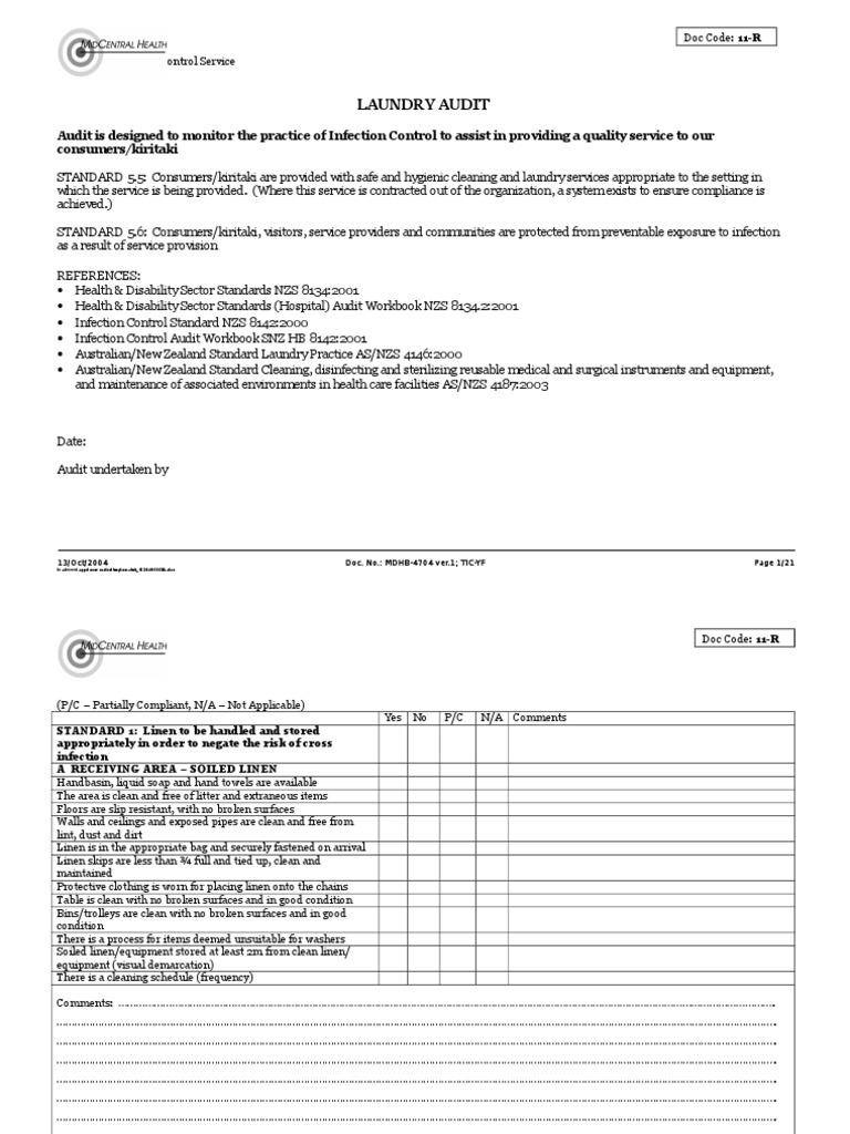 Laundry Audit | PDF | Infection Control | Hand Washing
