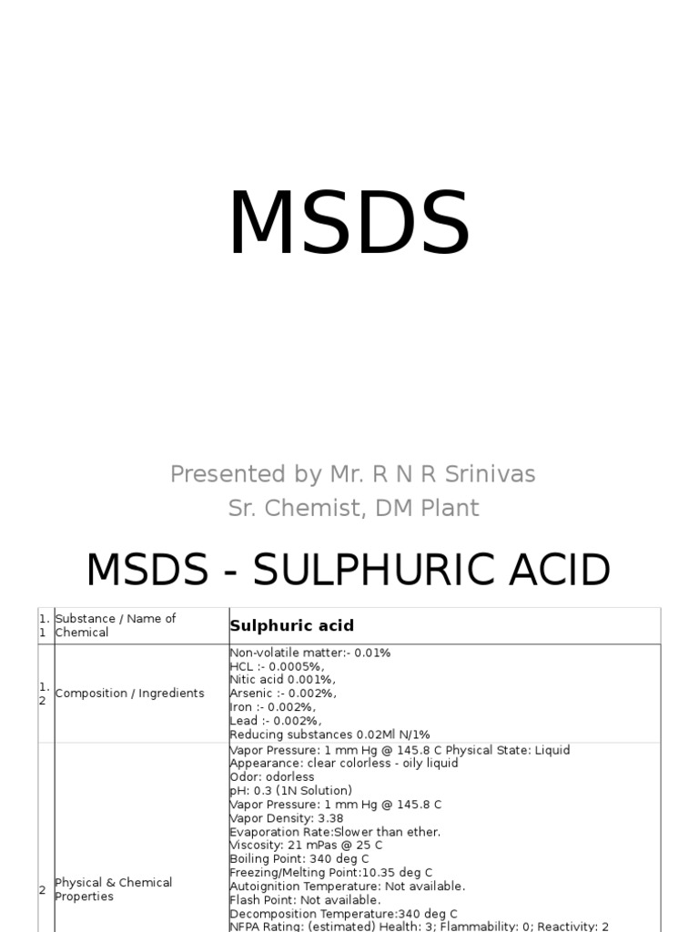 Sulfuric Acid Msds