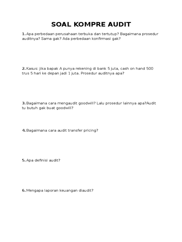 Soal Kompre Audit | PDF | Bisnis
