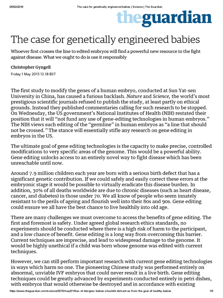 The Case For Genetically Engineered Babies: Christopher Gyngell | PDF ...
