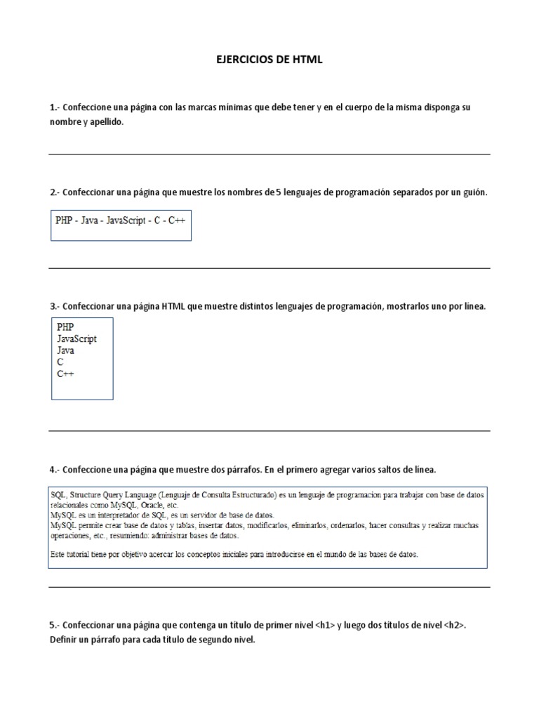 Ejercicios Prácticos de HTML | PDF | Hipervínculo | HTML