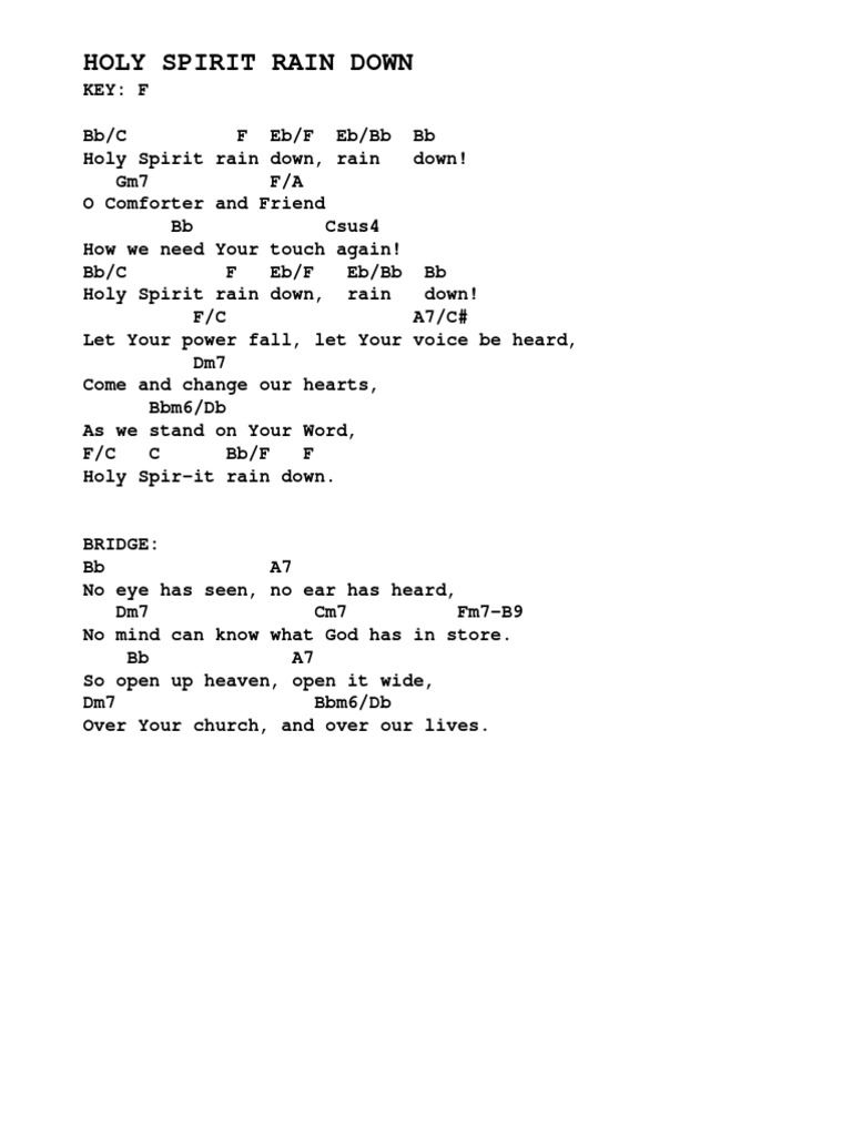 Holy Spirit Rain Down PDF | PDF