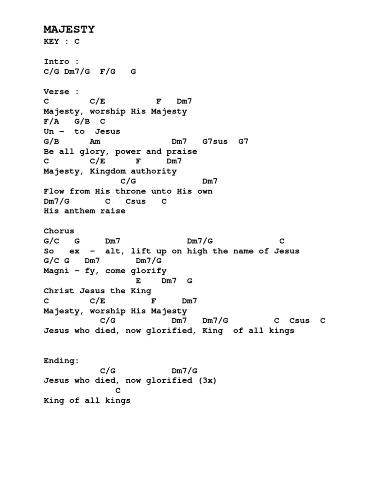Majesty Worship Lyrics and Chords | PDF