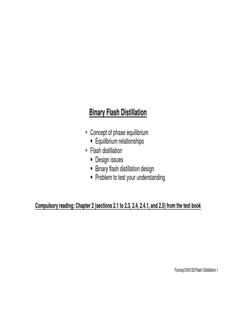 01 Lecture Note - Binary Flash Distillation | PDF | Distillation | Physics