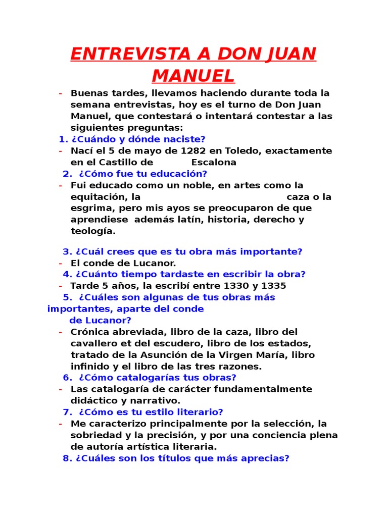 Entrevista a Don Juan Manuel | PDF