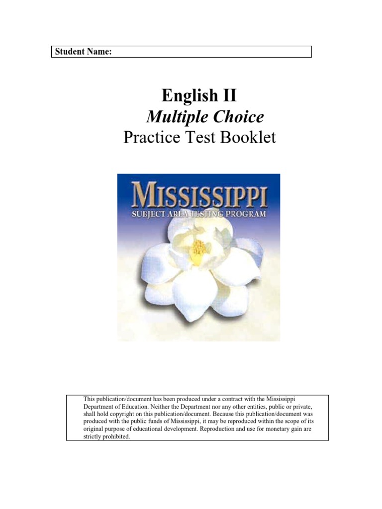 English II Practice Test Set 1 2 | PDF | Bat | Mark Twain