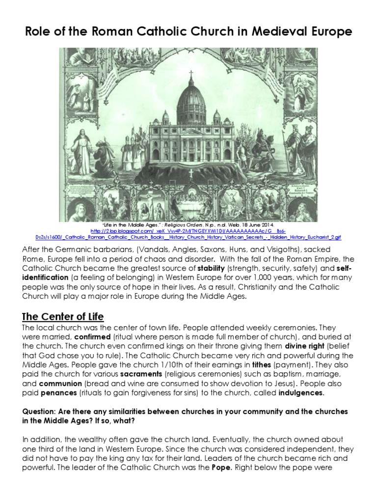 Catholic Church's Influence in Medieval Europe | PDF | Monastery ...