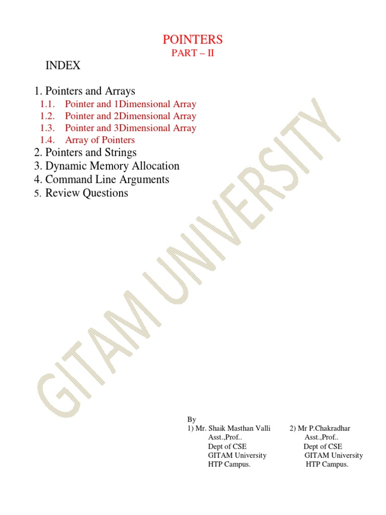 C Pointers Concepts Pdf Array Data Structure Pointer Computer Programming
