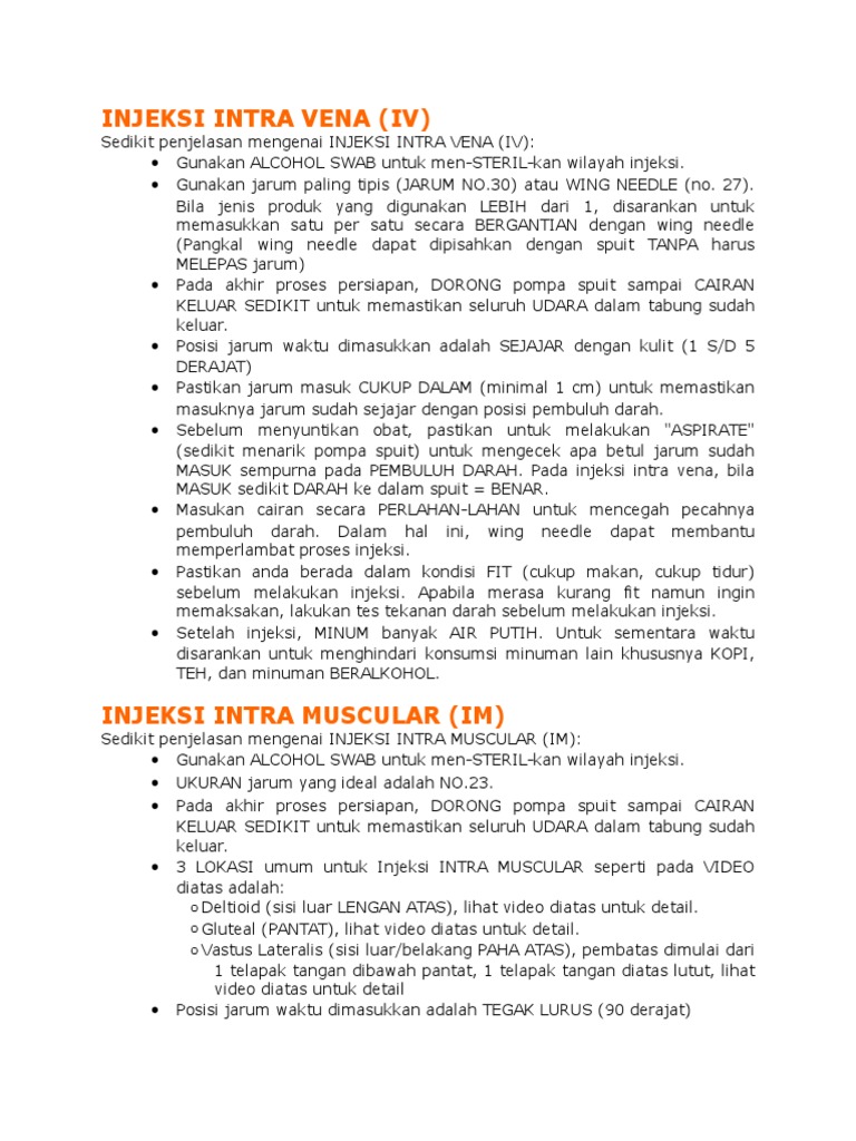Injeksi Iv, Im, SC, Ic | PDF