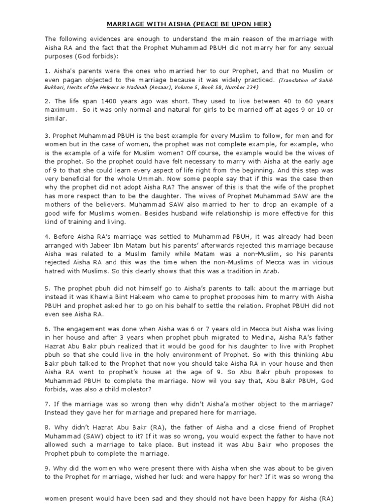 Prophet Muhammad's Marriage With Aisha | Muhammad | Abrahamic Religions