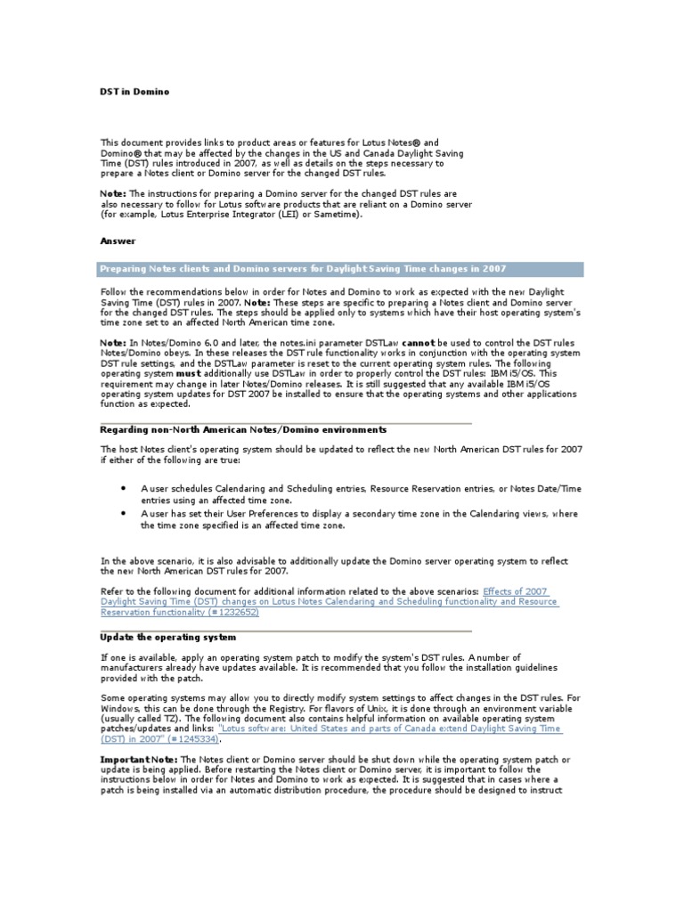 DST in Domino1 | PDF | Ibm Notes | Daylight Saving Time
