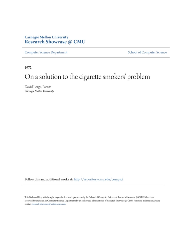 On A Solution To The Cigarette Smokers Problem | PDF | Cigarette ...