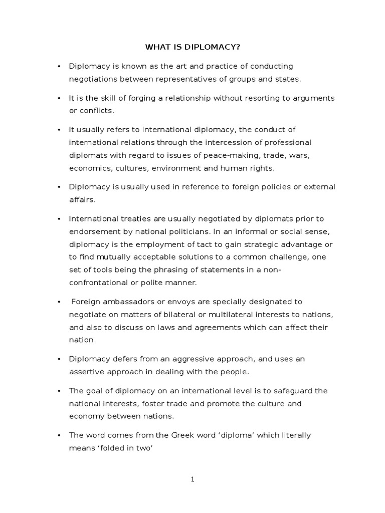 What Is Diplomacy | PDF | Politics