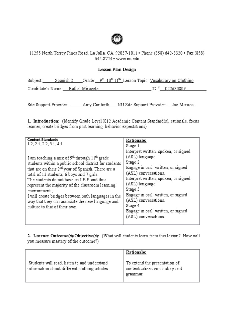 Amy 1st Hs Observation Lesson Plan 1 | PDF | Reading Comprehension ...