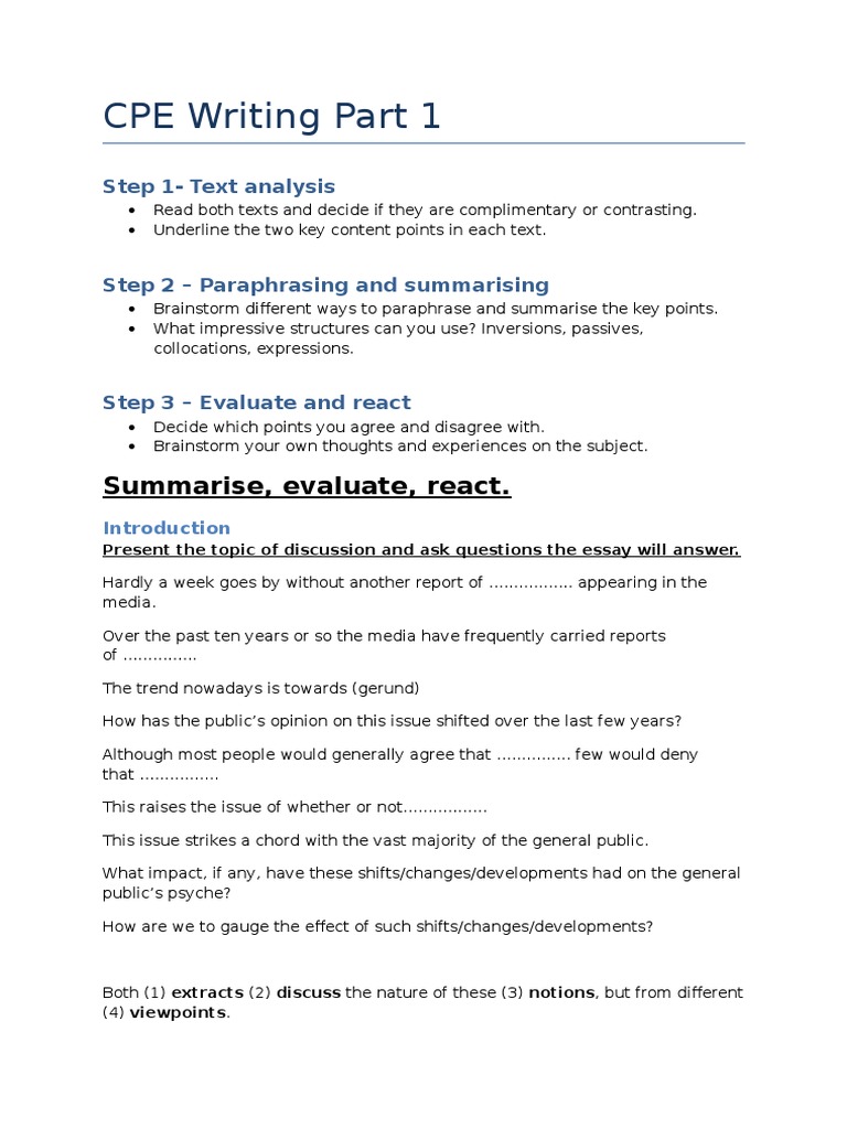 Cpe Writing Essay 2nd Plan | Download Free PDF | Cognitive Science ...