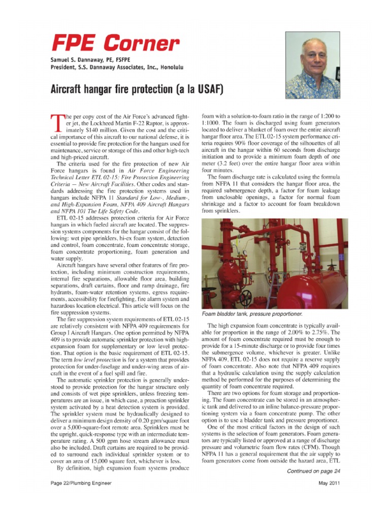 Aircraft Hangar Fire Protection (ETL 02-15) | PDF | Fire Sprinkler ...