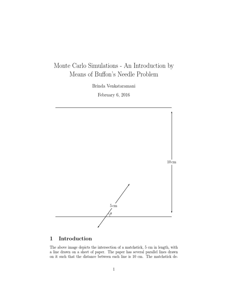 Monte Carlo Simulations - Buffon's Needle | PDF | Experiment | Causality