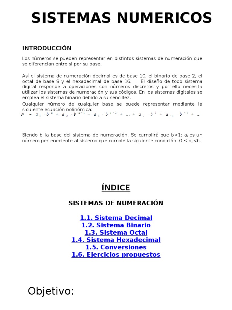 SISTEMAS - NUMERICOS - PPTX Filename UTF-8''SISTEMAS NUMERICOS | PDF | Decimal | Aritmética