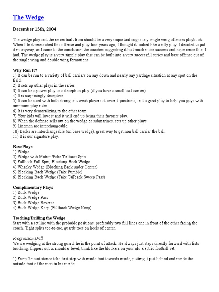 The Wedge | PDF | Quarterback | American Football