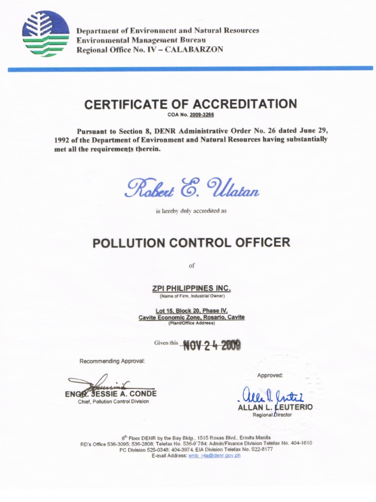 PCO Accreditation Certificate | PDF