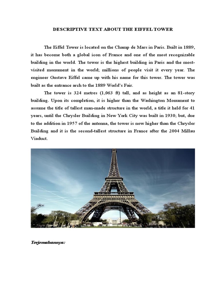 Descriptive Text About The Eiffel Tower | PDF