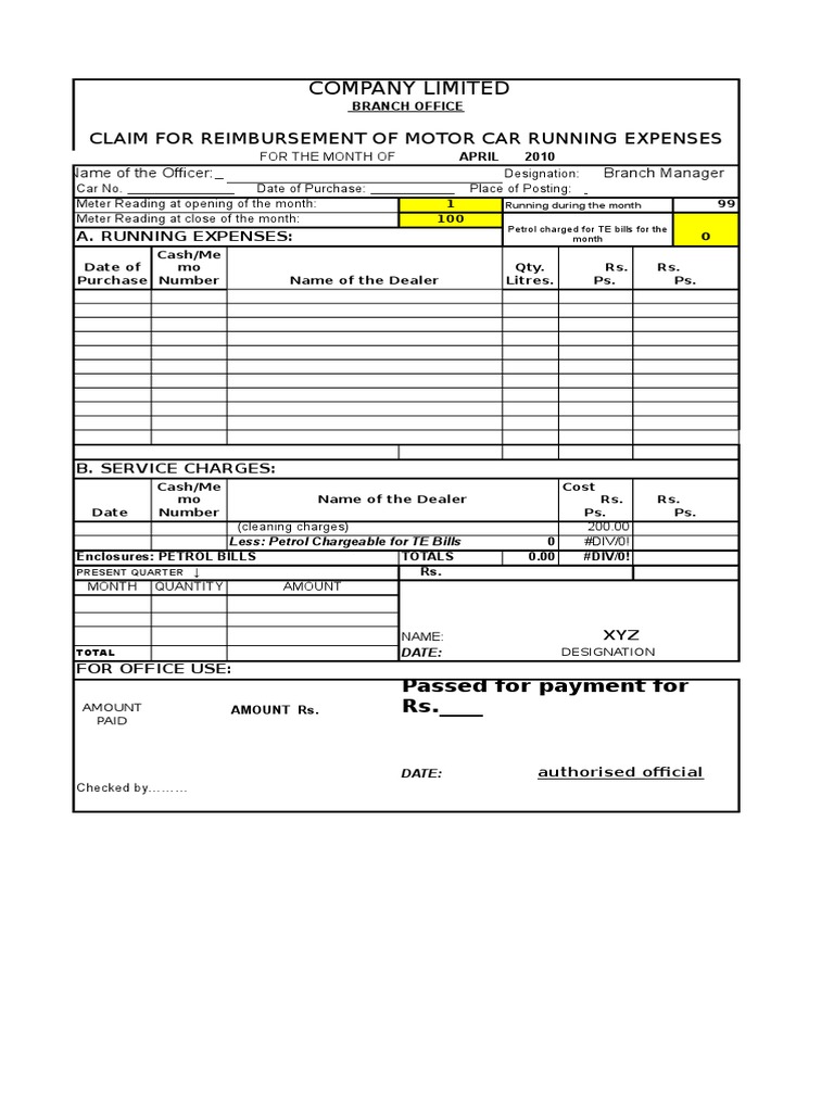 Petrol Bill Format | PDF