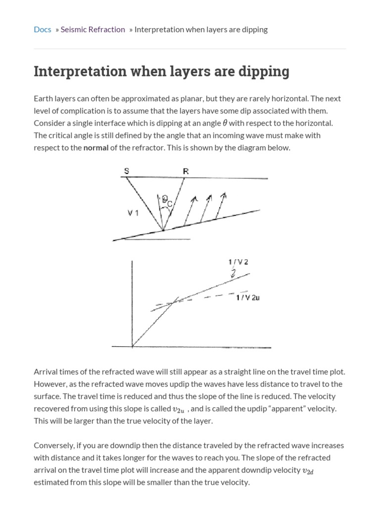 Updip and Downdip Velocity Analysis | PDF | Refraction | Reflection ...