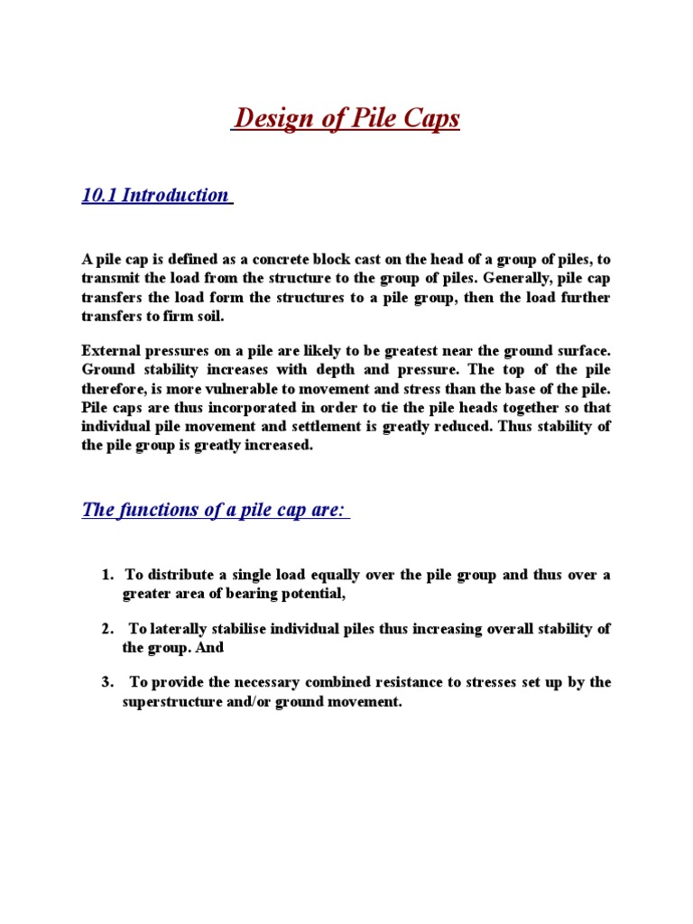 Design of Pile Caps Final | PDF | Deep Foundation | Beam (Structure)