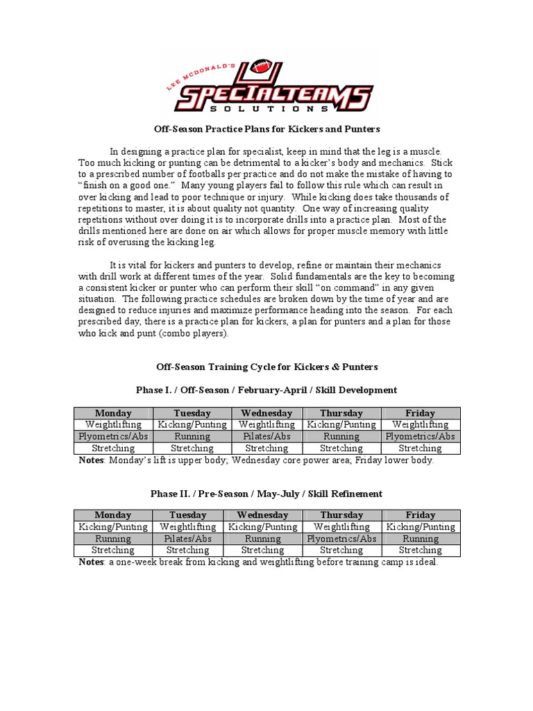 Kicking Drills | PDF | Sport Variants | Gridiron Football