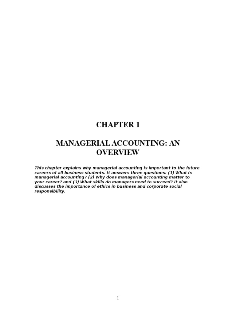 01 - Managerial Accounting An Overview | PDF | Management Accounting ...