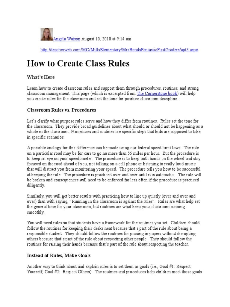 Creating Effective Classroom Rules | PDF | Classroom | Punishments