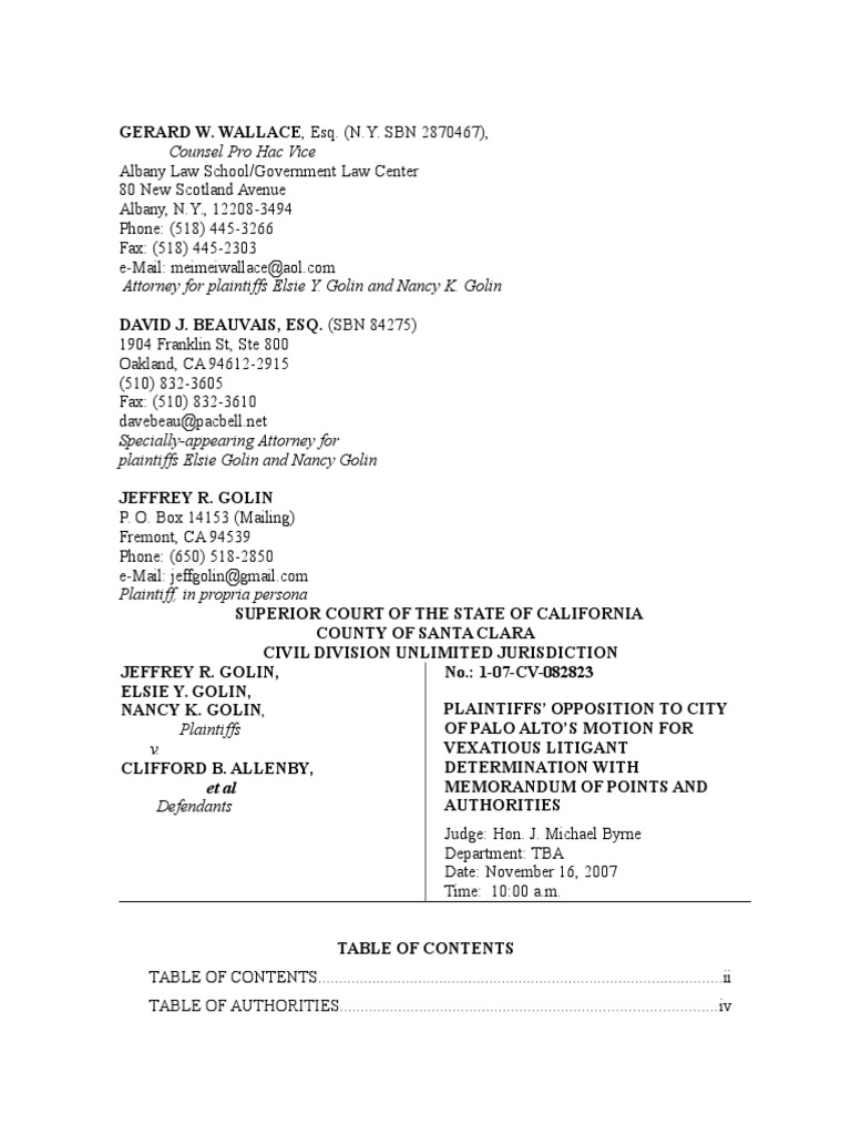 CA Santa Clara Opp Motion Vexatious Litigant Issues | PDF | Collateral ...