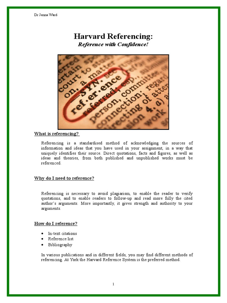 Harvard Referencing Handout | Citation | Academia
