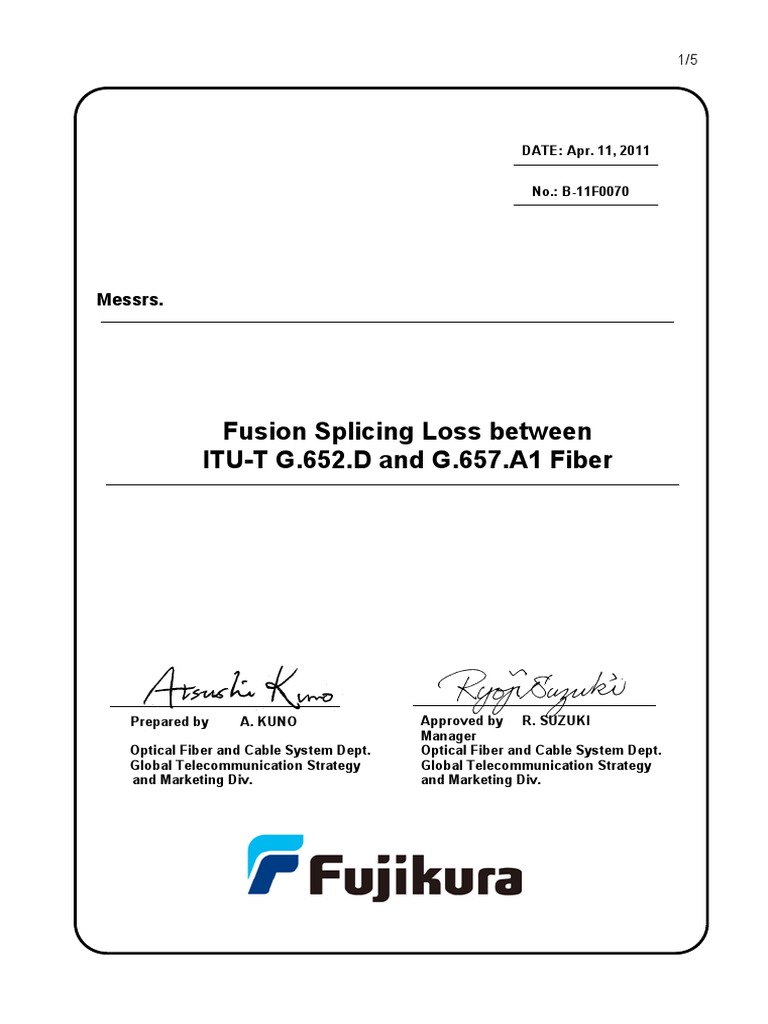 B-11F0070 (Fusion Splicing Loss Between G652 and G657) | Download Free ...