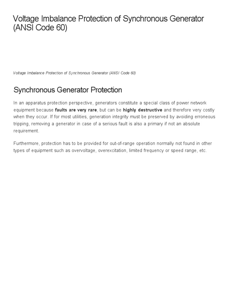 Voltage Imbalance Protection of Synchronous Generator (ANSI Code 60 ... Voltage Imbalance Protection of Synchronous Generator (ANSI Code 60 ...