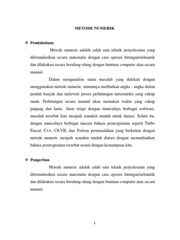 Metode Numerik | PDF | Metode & Bahan Ajar