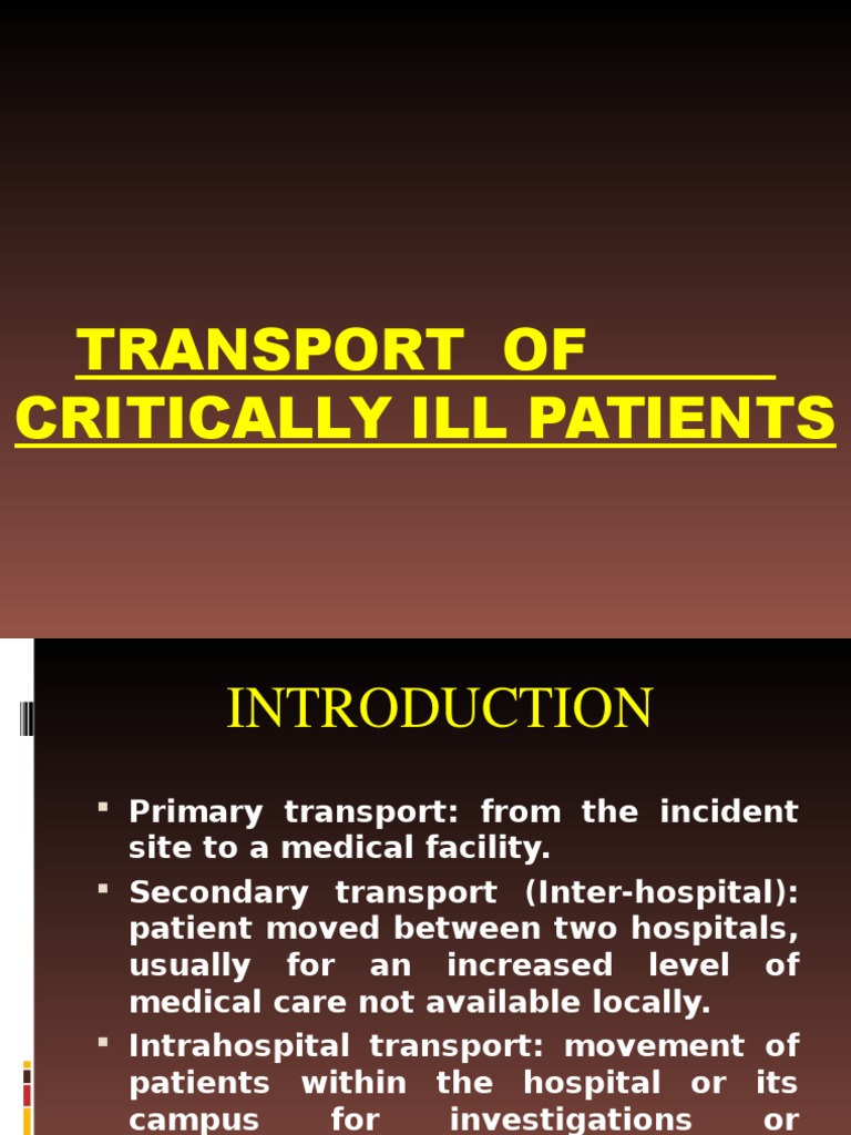 Transport | PDF | Intensive Care Medicine | Medical Specialties